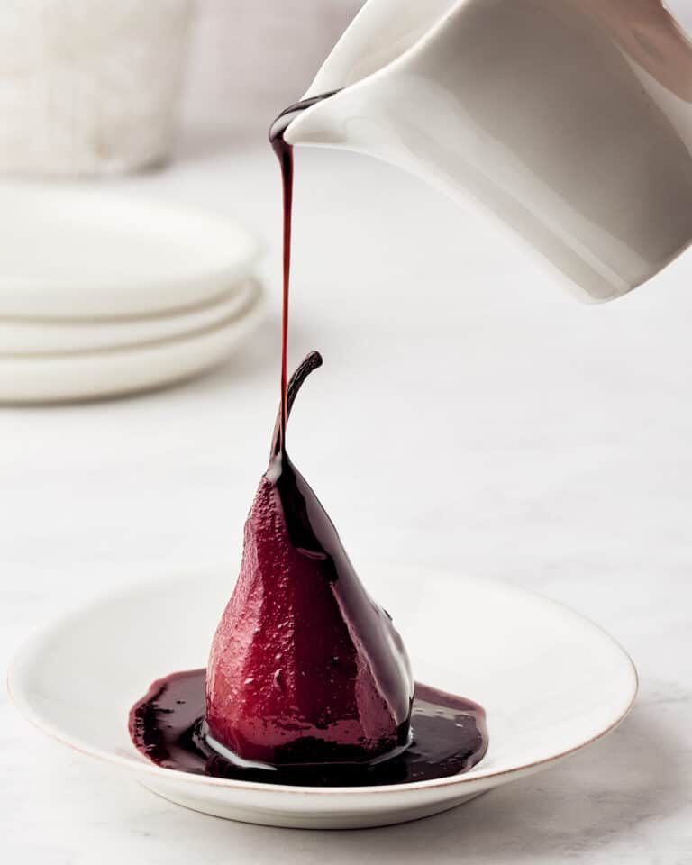 Easy Poached Pears in Red Wine - Resplendent Kitchen